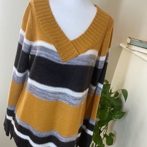 jason maxwell | Sweaters | Nwot Vneck Color Block Striped Sweater ...
